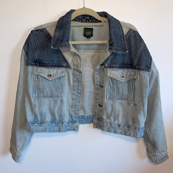 wild fable | Jackets & Coats | Wild Fable Denim Patchy Jacket Cropped ...